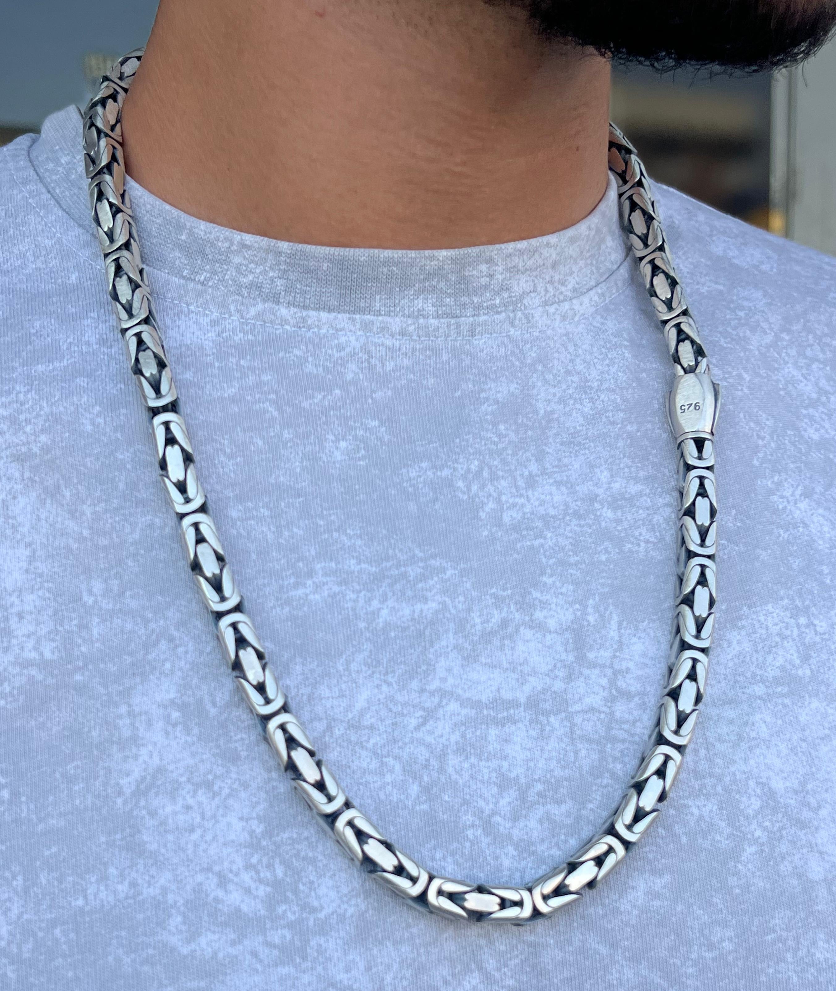 Massive 132g Solid King Chain for Men's Sterling Silver 925s-65cm-7mm ...